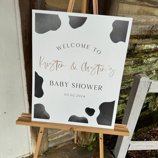 Cow Themed Baby Shower Welcome Sign, Editable Template, Holy Cow Baby ...