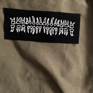 Teeth Patch, Print on Black Cotton Canvas, Occult Patch, Jaw Patch ...