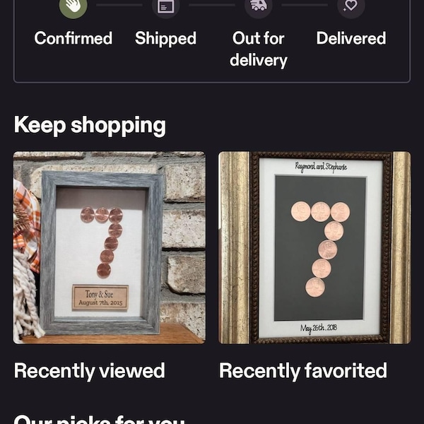 Copper Coin 7 Year Anniversary Gift - Framed 7 Configuration - Etsy