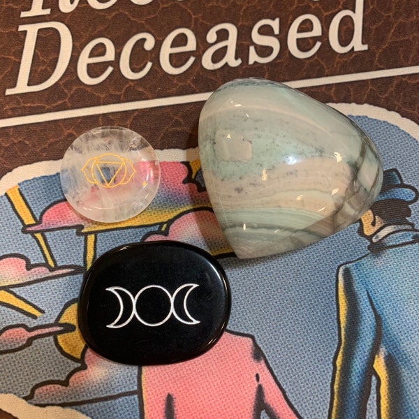 Magical! Triple Moon Goddess Palm Stone, Black Obsidian, Goddess ...