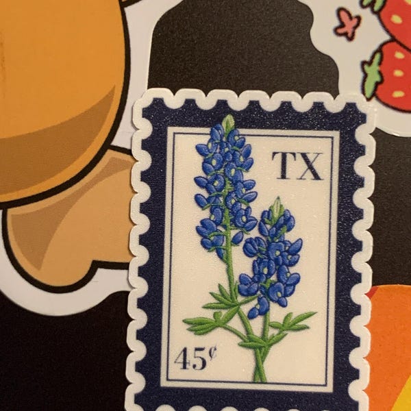 Texas Bluebonnet Stamp Sticker - Etsy