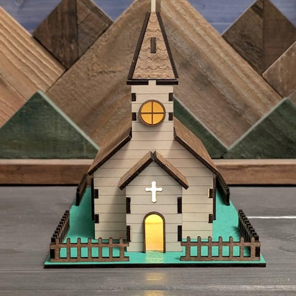 Miniature Church Laser Cut Template | DIY Wooden Model Plan | Digital ...