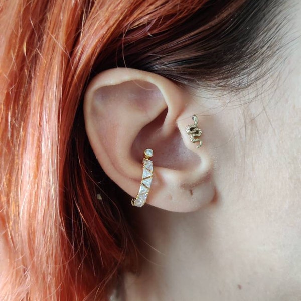 TRIANGULAR EARRINGS, CONCH Earring, Cartilage Piercing, Cz Diamond ...
