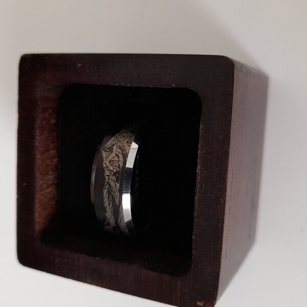 Engraved Minimal Mountain Landscape Ring, 3D Mountain Lines Ring ...