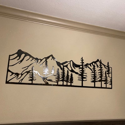 Mountain and Trees Scene Metal Wall Art - Etsy