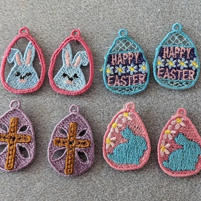 FSL EASTER EGG Earrings 1.50 Inch free Standing Lace 10 Machine ...
