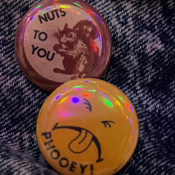 Vintage Style Pinback Buttons - 60s 70s 80s Misc. Novelty Pins ...