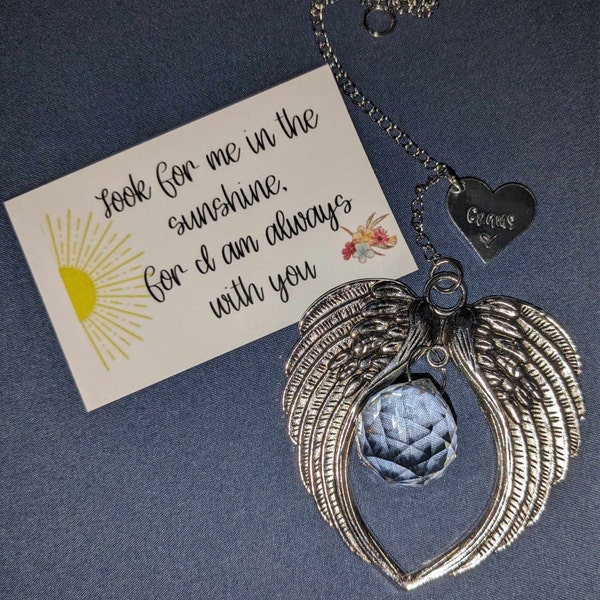 Wing Sun Catcher Sympathy Gift, Poem Card Memorial Suncatcher, Wing ...