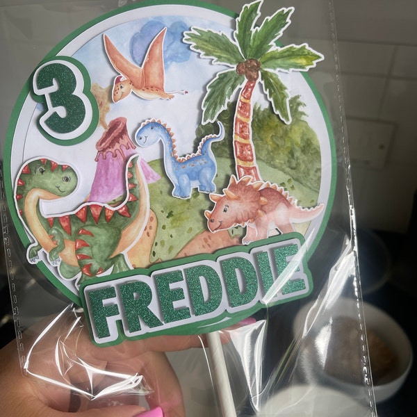 Dinosaur Theme Cake Topper - Birthday Decorations | Dino Party Decor ...