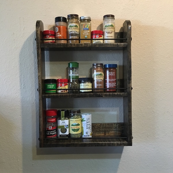 Rustic Reclaimed Wood Spice Wall Rack, Essential Oil Storage - Etsy