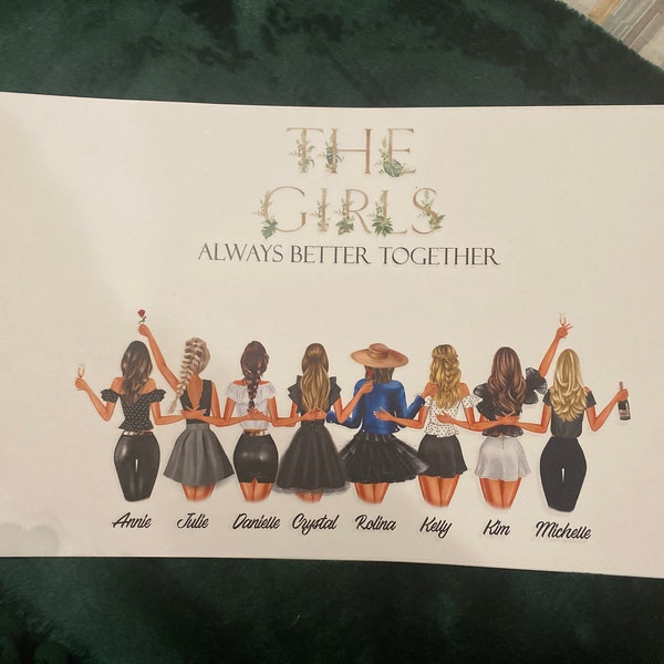 7 Best Friends Print Personalized Seven Best Friends Gifts Seven ...