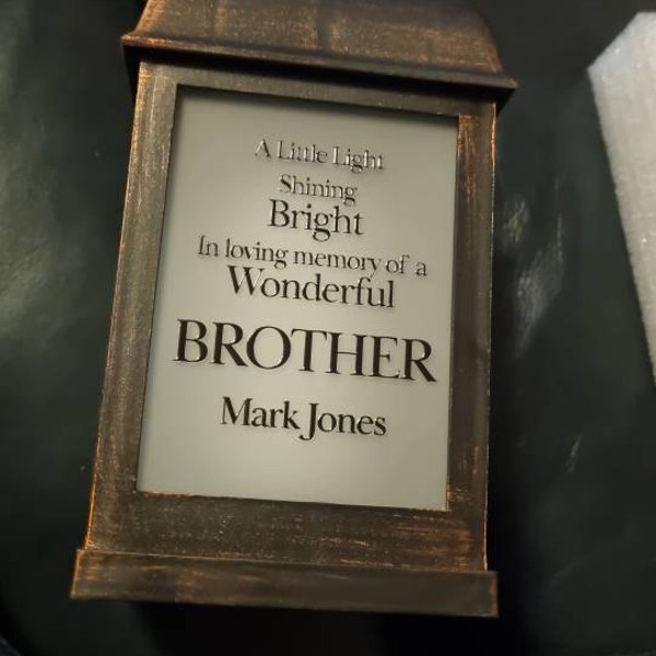 Personalised Brother in Loving Memory Graveside Lantern Gift With Flame ...