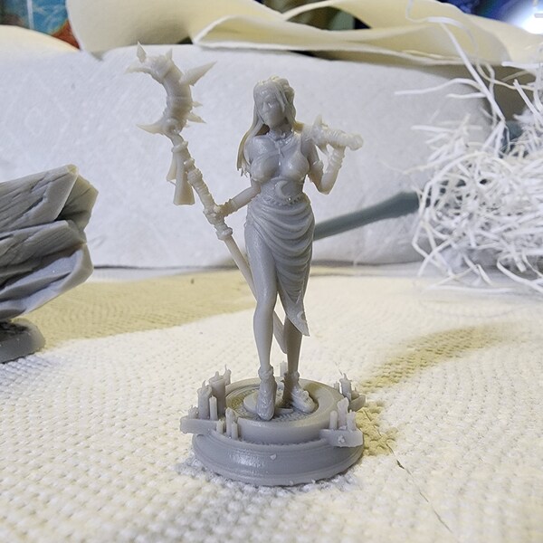Drow Priestess Sorcerer Miniature | 28mm 32mm 38mm 75mm | Resin 3D ...