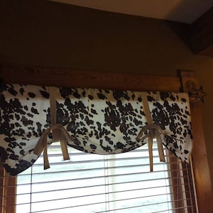 Farmhouse Cow Print Tie up Valance Farmhouse Valance Rustic - Etsy