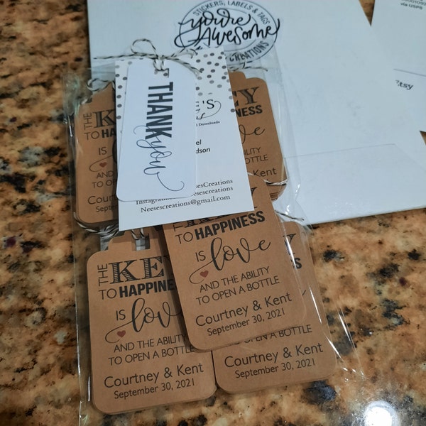 Key Bottle Opener Wedding Favor Tags, Skeleton Key Favors, Key to ...