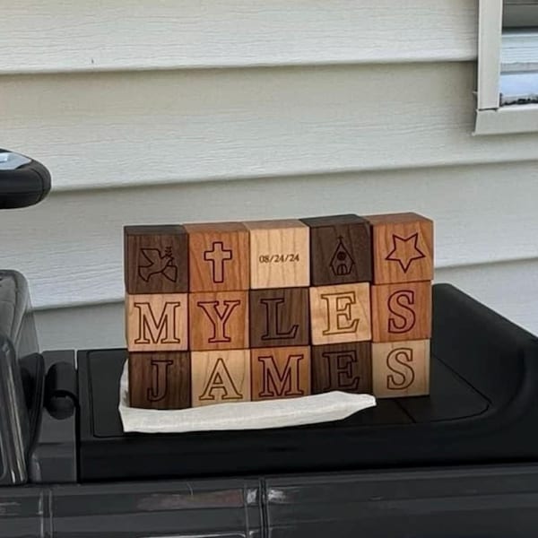 BAPTISM NAME BLOCKS - Personalized Baby or Child's Christening or ...