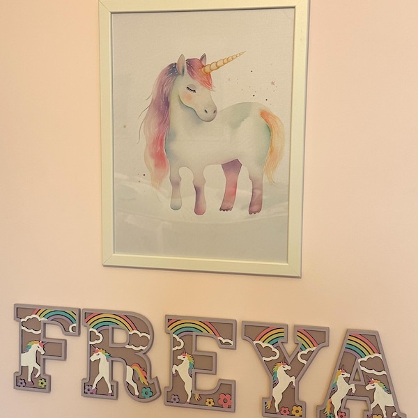 Personalised Unicorn Themed Wall Letters for Children's Room - Etsy