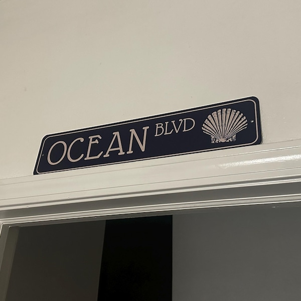 Ocean Blvd Sign, Custom Beach Street Sign, Metal Seashell Boulevard ...