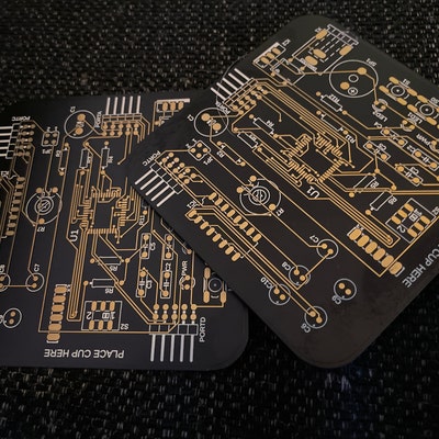 The Original: Set of 2 Coasters in Pcb-design With Gold Contacts for ...