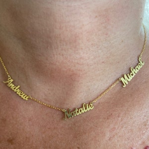 Three Name Necklace , Gold Name Necklace ,3 Names Necklace , Name ...