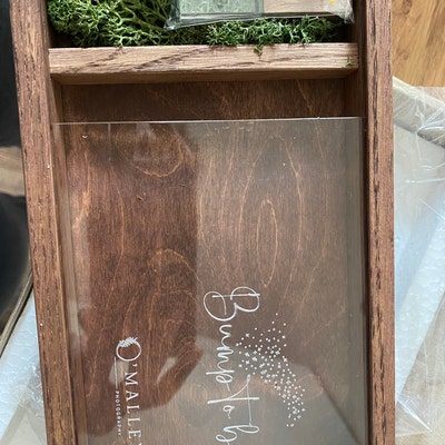 Wood Photo Box for Photo 4x6 & USB Box Holder 4x6 Proof Box USB Stick 3 ...