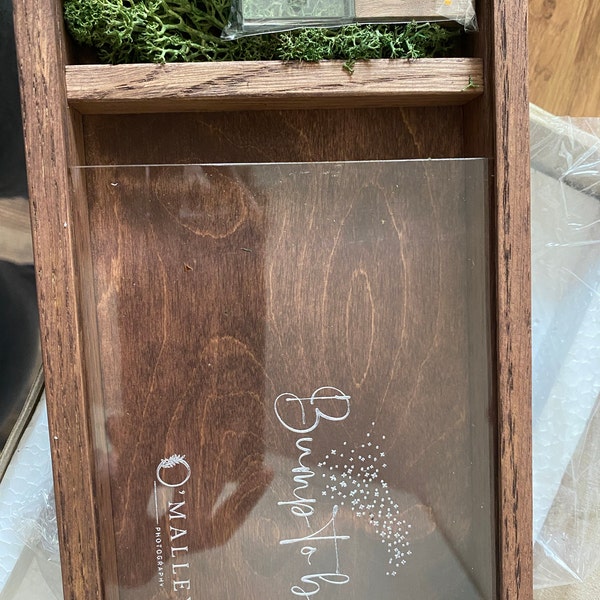 Wood Photo Box for Photo 4x6 & USB Box Holder 4x6 Proof Box USB Stick 3 ...