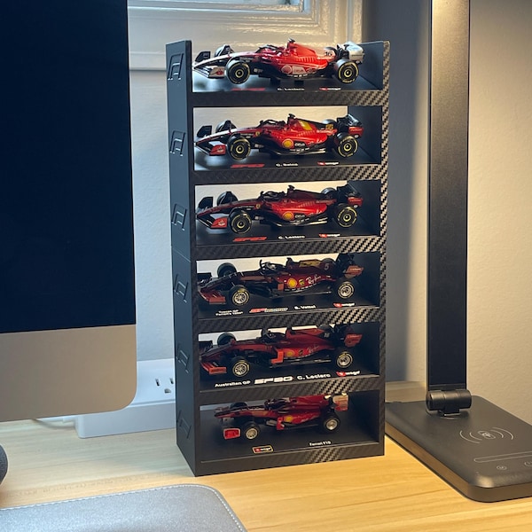 V2 6 Car Tilted Bburago 1:43 1/43 F1 Formula 1 Race Car Display Stand W ...