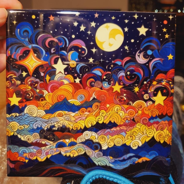 Starry Night Sky Ceramic Tile: Celestial Art Decor - Etsy