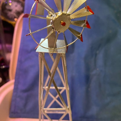 Gray Windmill Miniature 8 Inch Tall Old West Farm Model Windmill ...