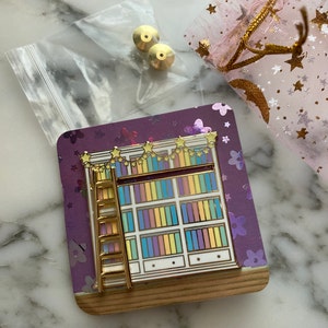 Rainbow Bookshelf Sliding Enamel Pin Book Lover Bibliophile - Etsy