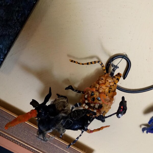 Handmade Paper Mache Creepy Halloween Witch Relaxing on Spooky Crescent ...