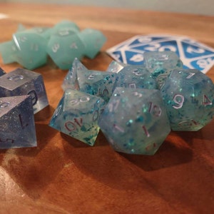 7 Piece Sharp Edge Neon Green Dice Set - Etsy