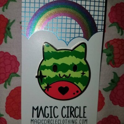 Watermelon Cat Catermelon Hard Enamel Pin - Etsy