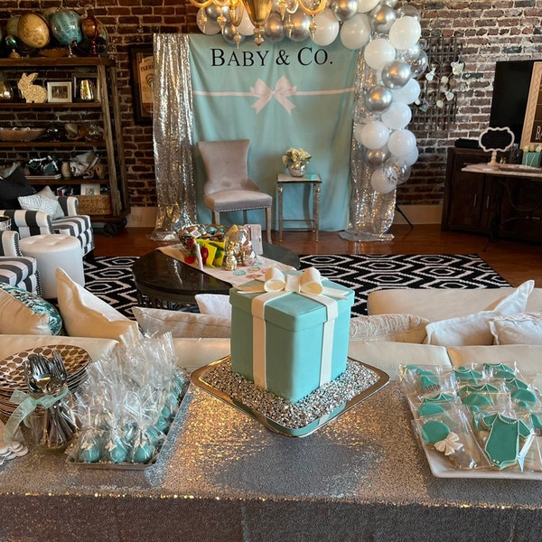 Blue Birthday Party Backdrop, Breakfast at Party Decorations, Robin Egg ...