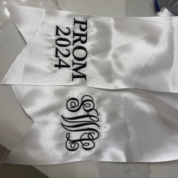 Prom Bouquet Ribbon, Preppy Prom Embroidered Ribbon, Wedding or Prom ...