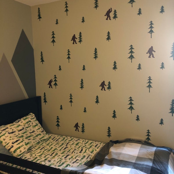 Friendly Sasquatch in the Forest Wall Decal Set - Bigfoot Decals ...