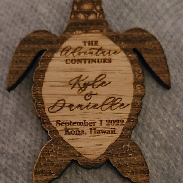 Turtle Summer Beach Wooden Save the Date Magnets Wood Wedding Magnets ...