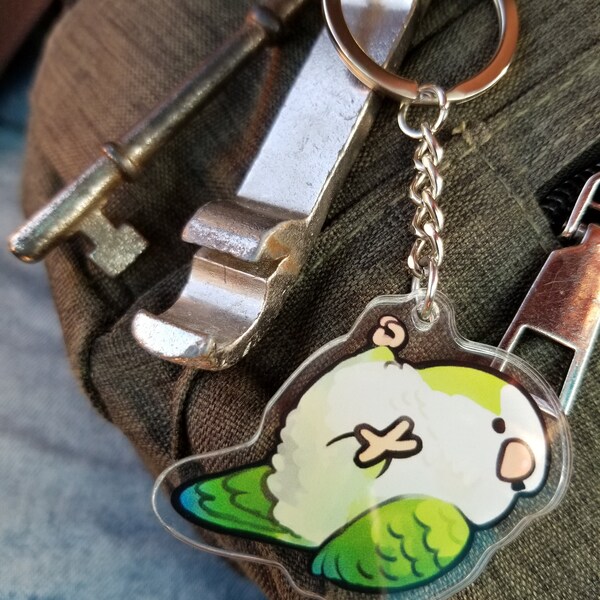 Dangling Quaker Parrot Keychain - Etsy