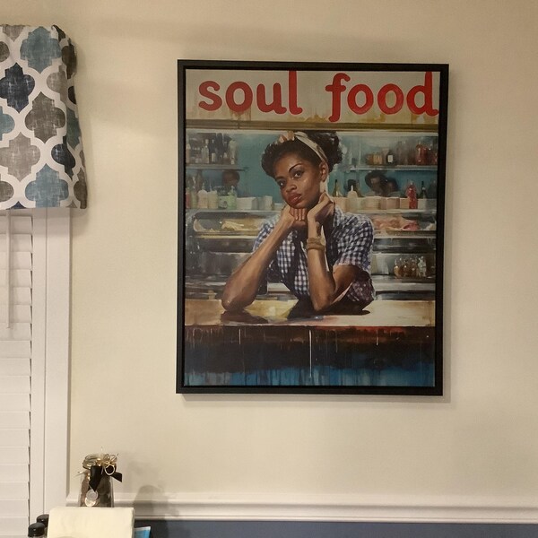 African American Kitchen & Dining Room Wall Art, Large Black Chef ...