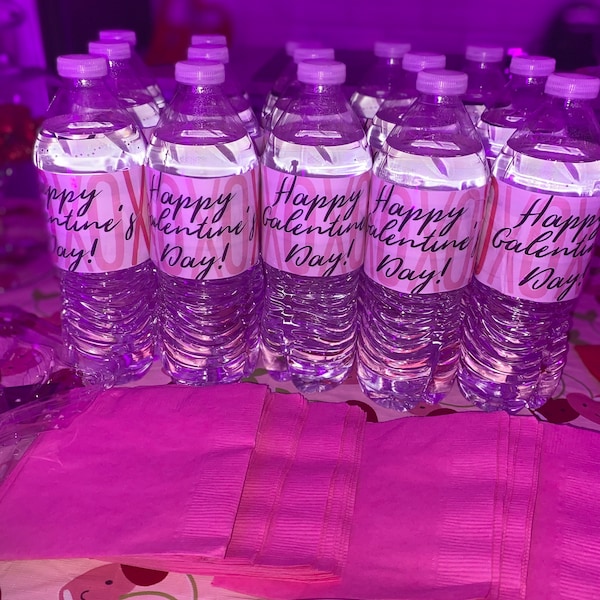 Valentine Water Bottle Label - Printable, Corjl Editable, Beverage Wrap ...