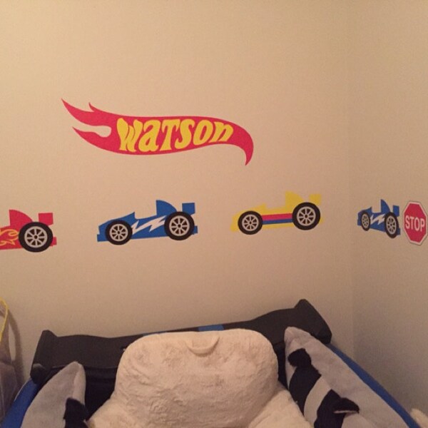 Race Cars Fabric Wall Decal - NASCAR Inspired Race Car Wall Sticker ...