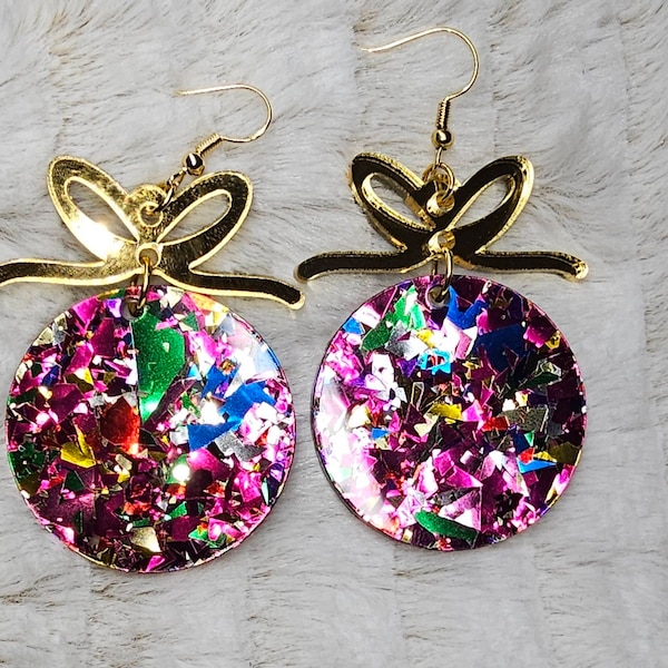 Red Glitter Bow Acrylic Blanks, DIY Christmas Bows Earrings, Blanks for ...