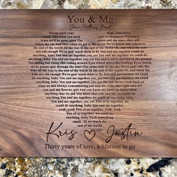 Personalized Engraved Heart Song Lyrics Wall Art Wood Boards - Custom ...