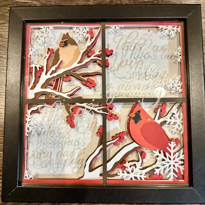 Cardinals Outside Window Shadow Box SVG / Memorial Shadow Box/ Cardinal ...