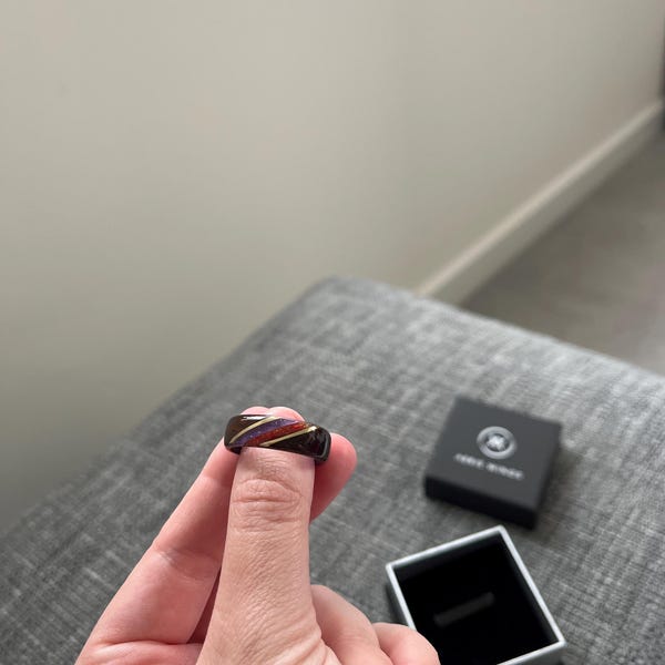 8mm Fumed Cherry Bentwood With Crushed Dark Green Opal and Rose Gold on ...