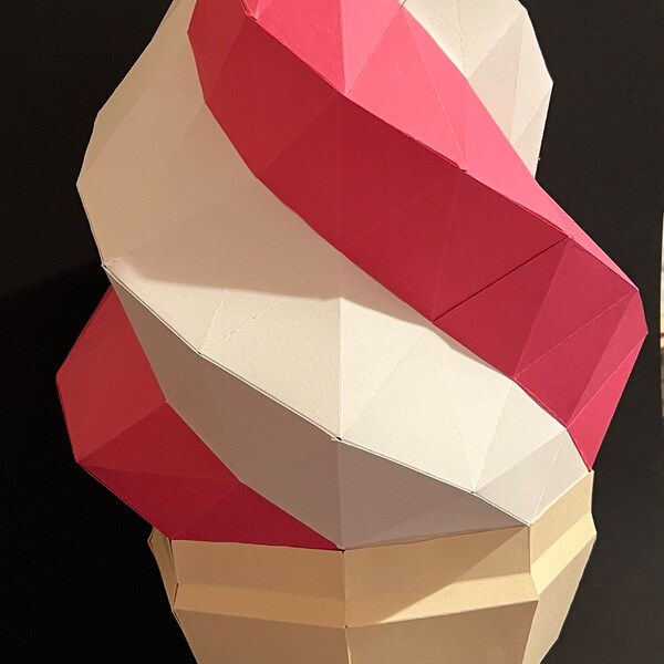 Giant Ice Cream Set Low Poly Papercraft PDF Template DIY FOOD - Etsy