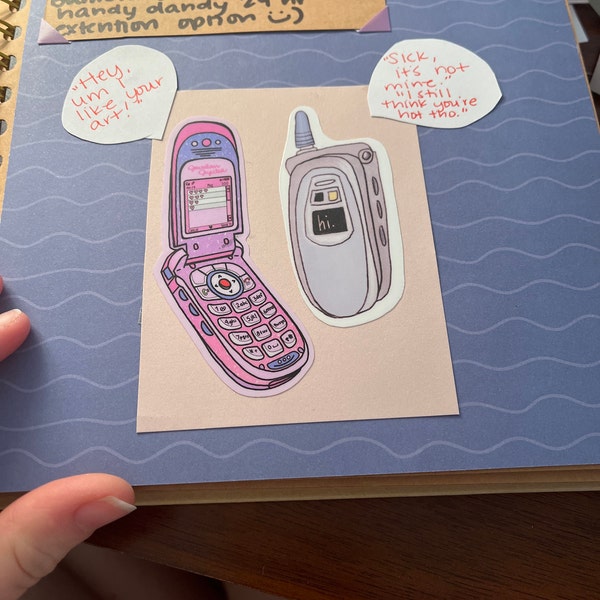 Retro Cell Phone Vinyl Stickers - Water Resistant Illustrated 00s ...