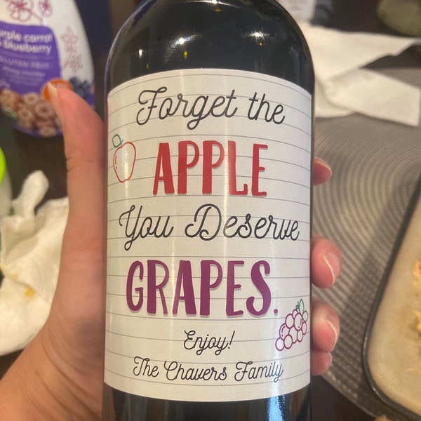 Teacher Wine Label - Teacher Appreciation Week Gift - Teacher End of ...
