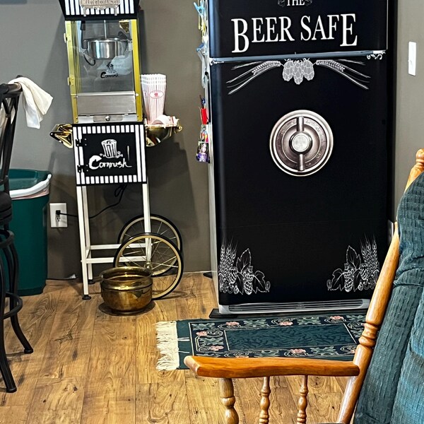 Retro Farm Labels Fridge Wrap, Vintage Food Signs Door Mural, Side by ...