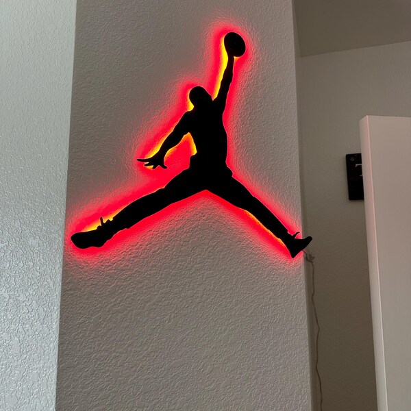 Michael Jordan Jumpman Metal Led Wall Sign, RGB Metal Wall Led Decor ...
